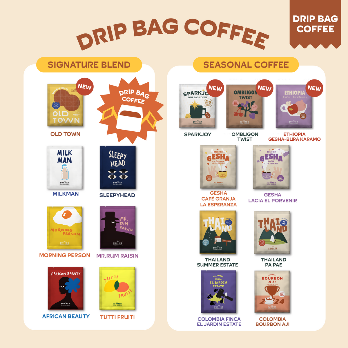 กาแฟดริป แบบซอง Drip Bag Coffee The Summer Coffee Company